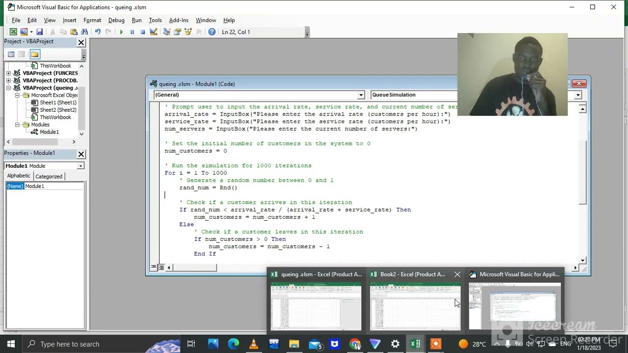 Queue Simulation using excel