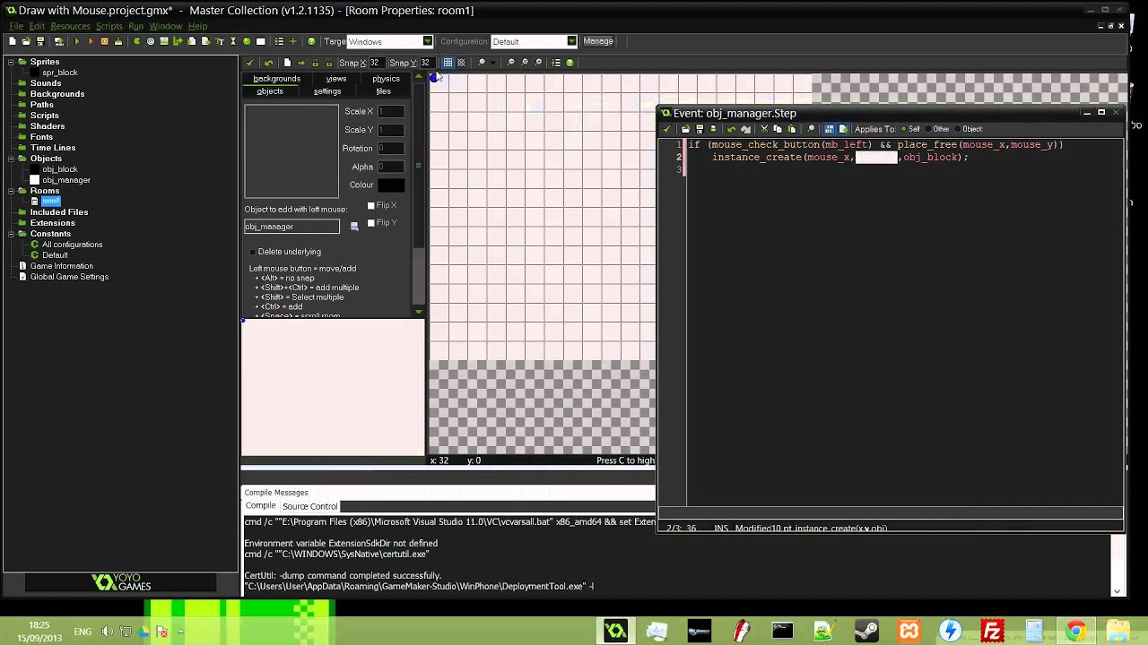 Game Maker : Draw objects using mouse in-game
