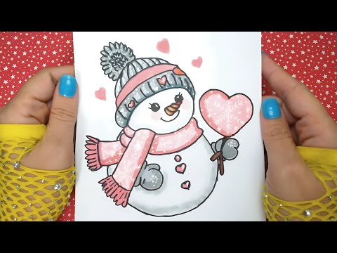 ππ€ HOE EEN KERSTSNEEUWMAN TE TEKENEN EN TE KLEUREN - LEUKE KERSTEKENING