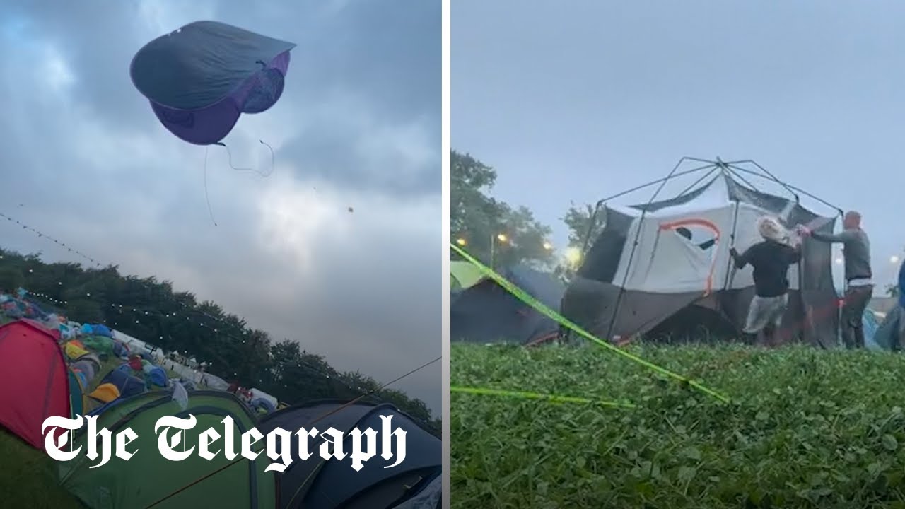 Watch: Tents flying through the sky as Storm Lilian hits