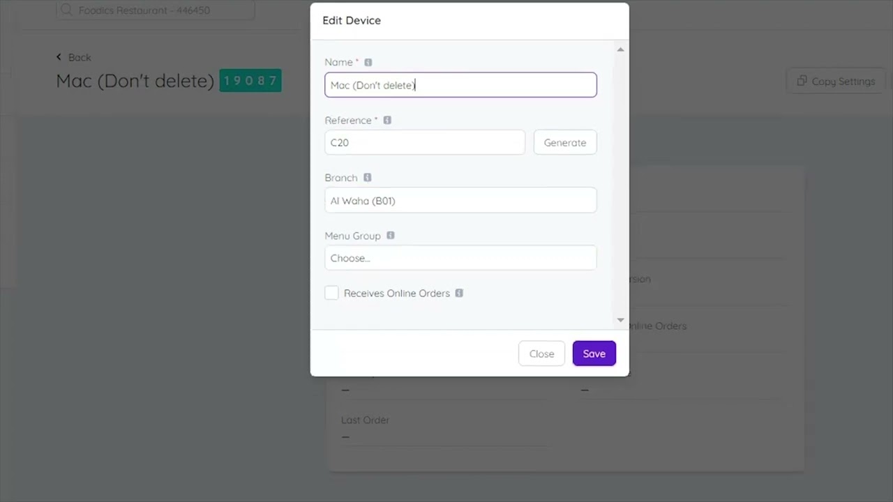 Foodics App Tutorial | Session: 9 How to control devices settings .