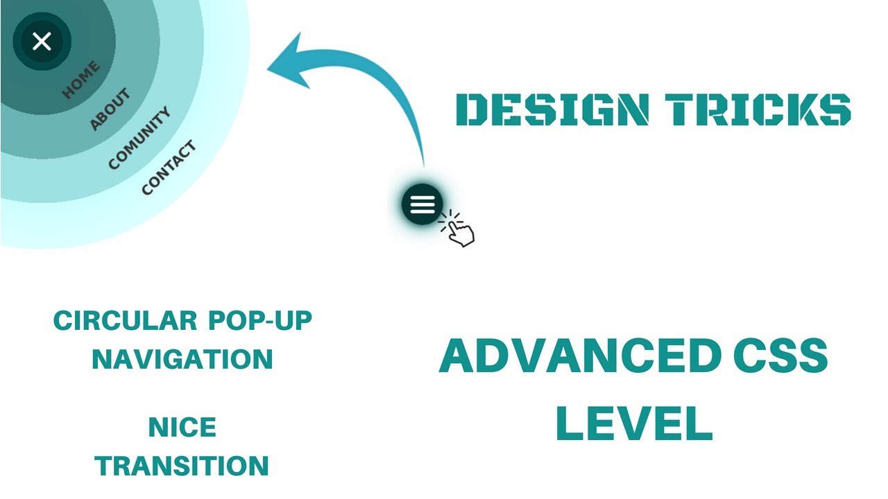 circular pop up navigation HTML & CSS(SASS) [ PURE CSS ] | Design Tricks!