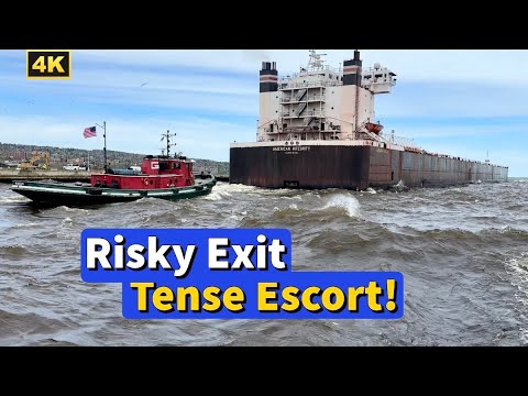 ⚓️ Tense Watch: Tug Escorts 1000-Foot Ship’s Risky Exit!