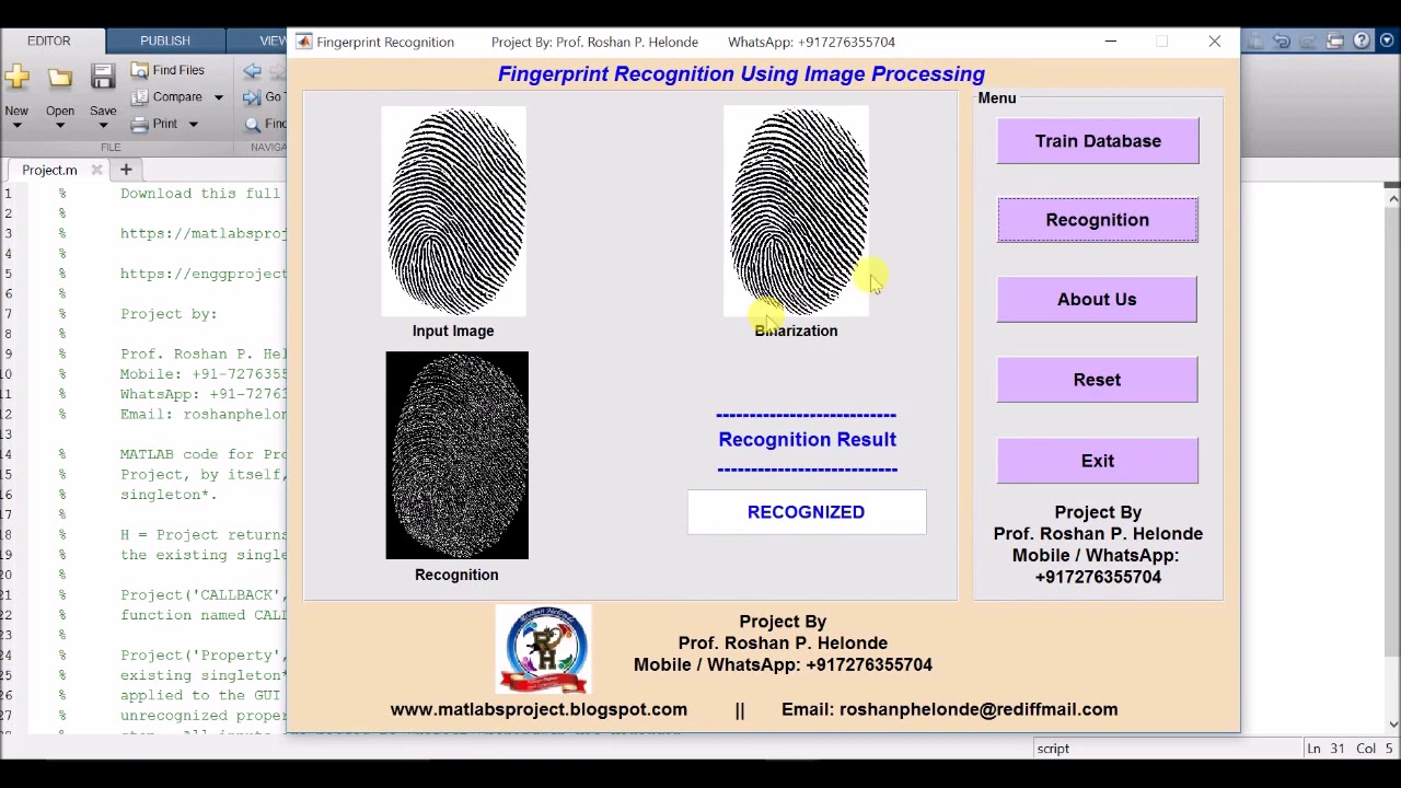 Fingerprint Recognition Using Image Processing Matlab Source Code