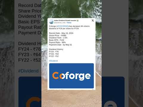 Coforge Ltd has declared 4th interim dividend for FY 2024. (2 May 2024) #StockMarket #News #Shorts