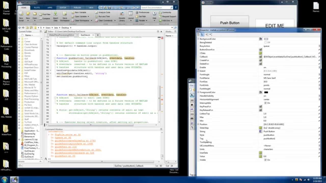 Matlab GUI Callback Functions