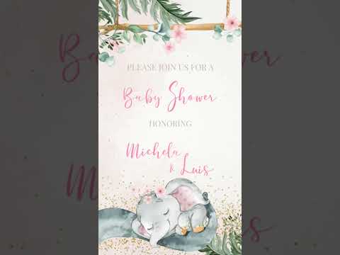Baby Elephant Video Invitation 🎀🐘 | Baby Shower for a Girl | Custom Pink Invite #videoinvitation