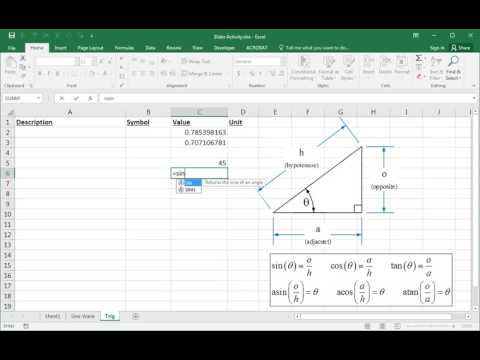 Trigonometry in Excel