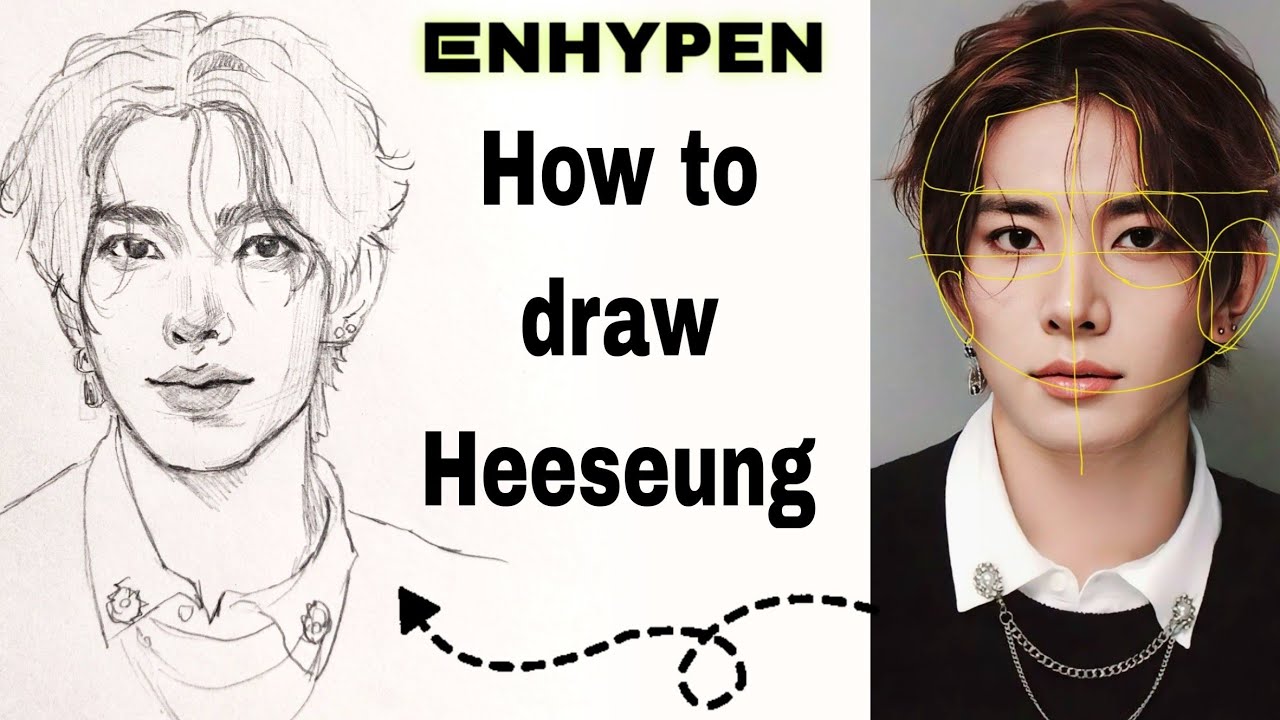 How to draw heeseung enhypen step by step