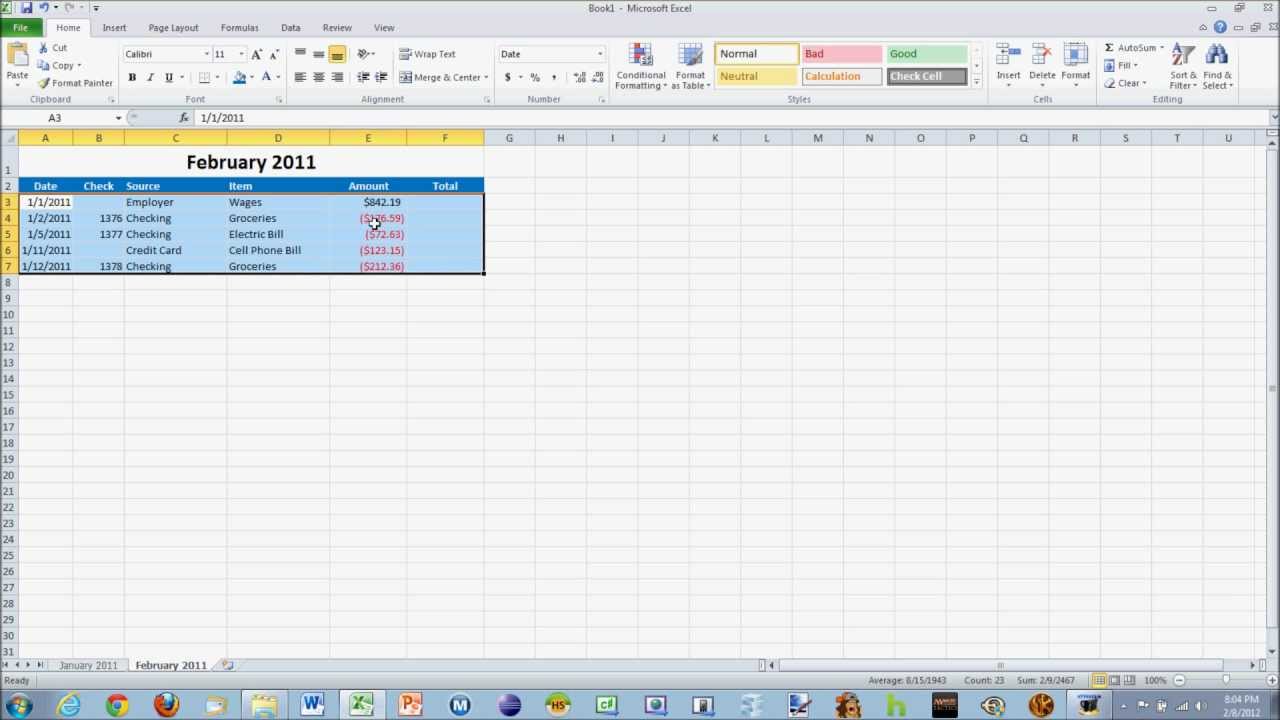 Excel Assignment - Financial Spreadsheet 1