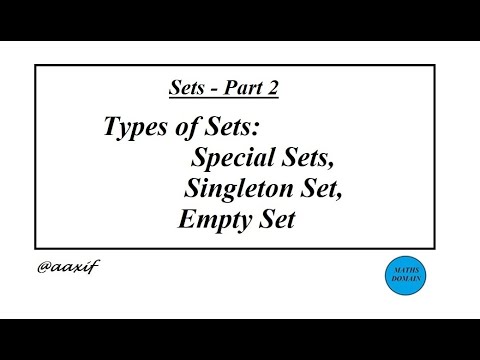 Sets - Part 2 (Types - Special sets, Singleton set and Empty set)