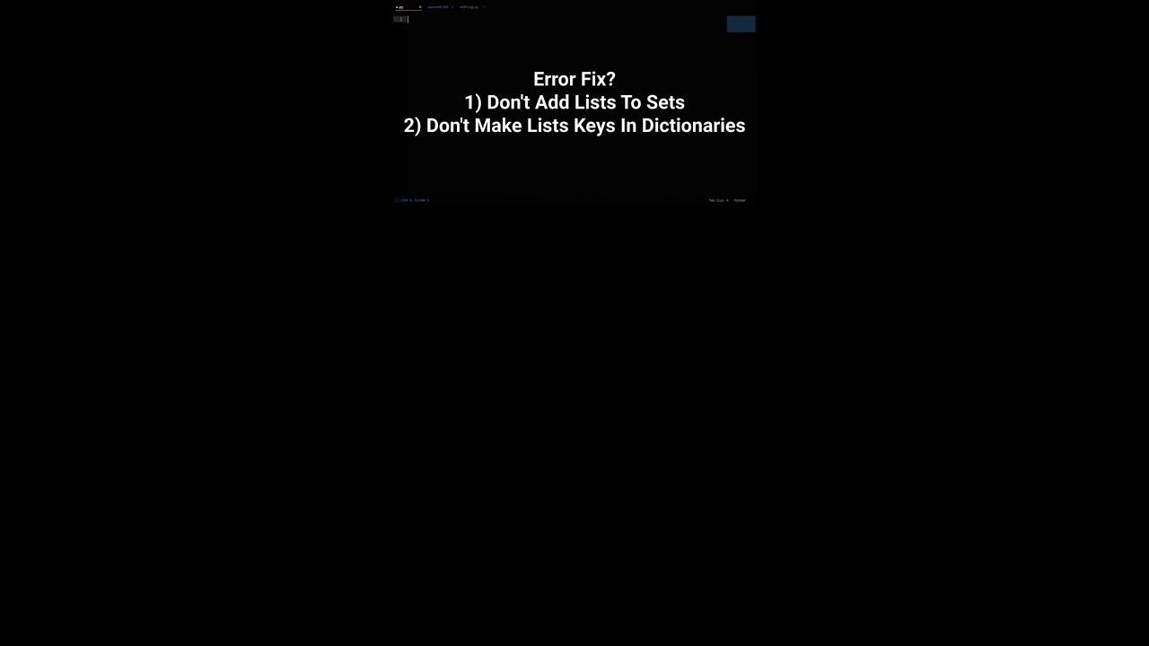 TypeError: unhashable type 'list'