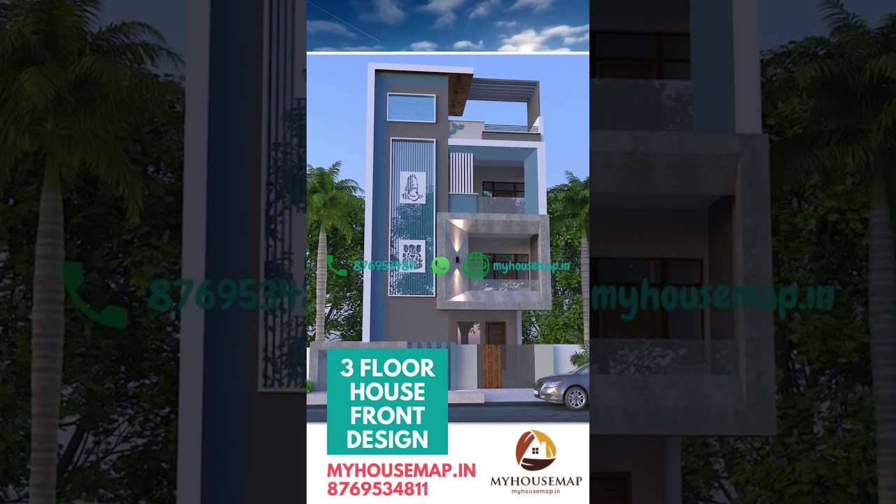 3 floor house front design