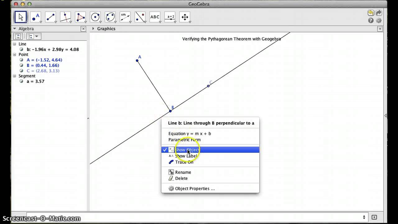 Using Geogebra to Create a Right Triangle