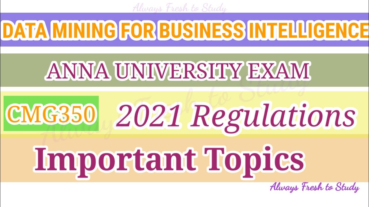 CMG350 Data Mining for Business Intelligence Important Topics|AU Exam|Always Fresh to Study