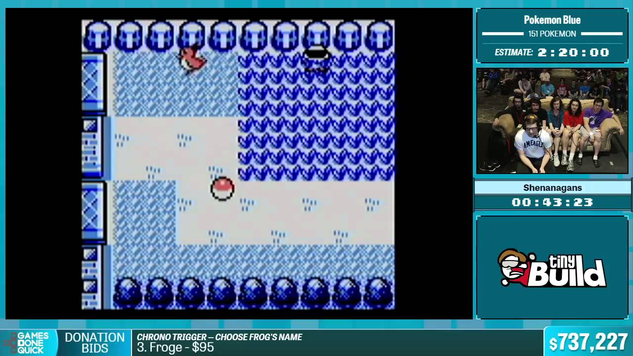 Pokemon Blue (151 Pokemon) by Shenanagans in 1:58:56 - Summer Games Done Quick 2015 - Part 141