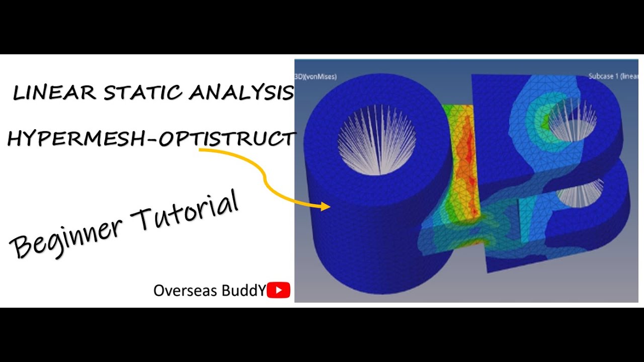 Linear Static Analysis using HYPERMESH|OPTISTRUCT Beginner Tutorial|Model file attached for practice