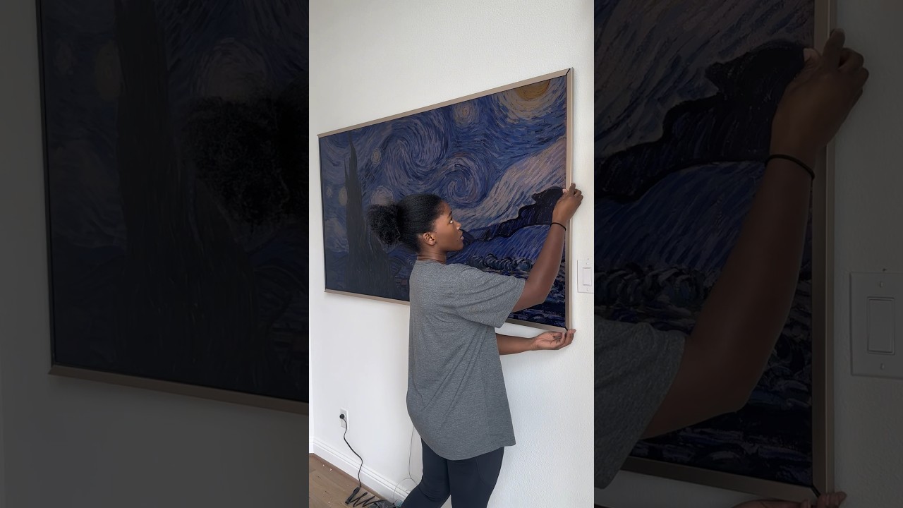 Unboxing the Samsung The Frame TV with the Sand Gold Metal Frame. 🥰 #technology #unboxing #asmr