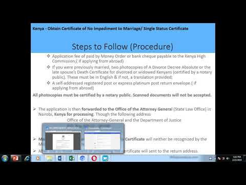 Kenya - Obtain Certificate of No Impediment to Marriage (Single Status Certificate)- English