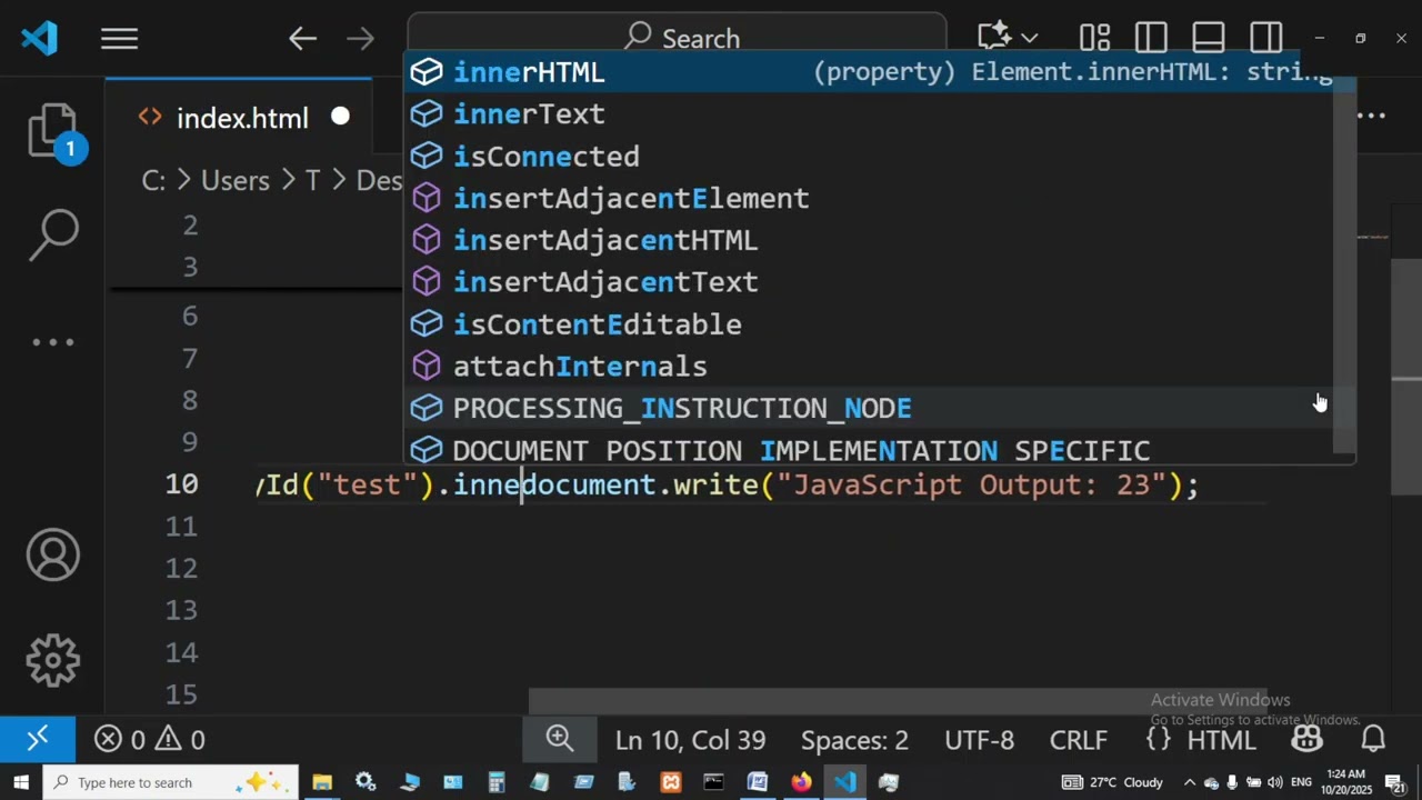 JavaScript Output - 04 How to Display JavaScript in Html CSS JavaScript Beginners to Advanced Level