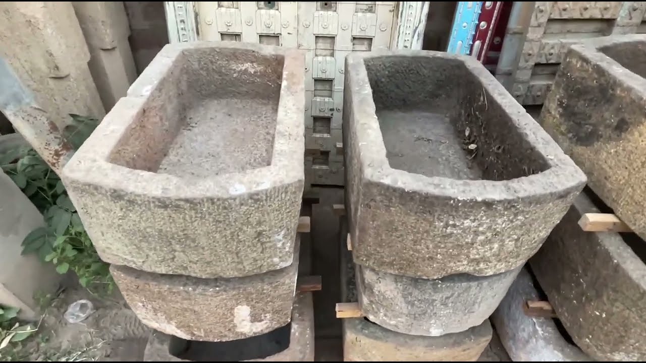 Granite Water Trough, Stone Planters, Garden Decor Artifacts,