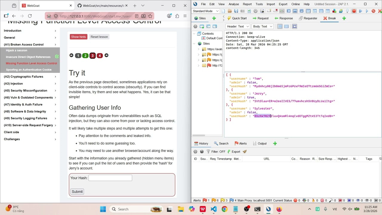 WebGoat - (A1) Missing Function Level Access Control