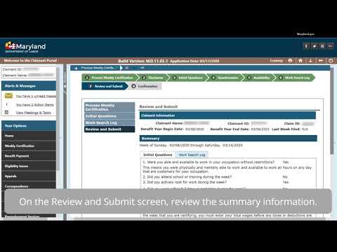 Maryland Unemployment Insurance BEACON Filing Your Weekly Certification
