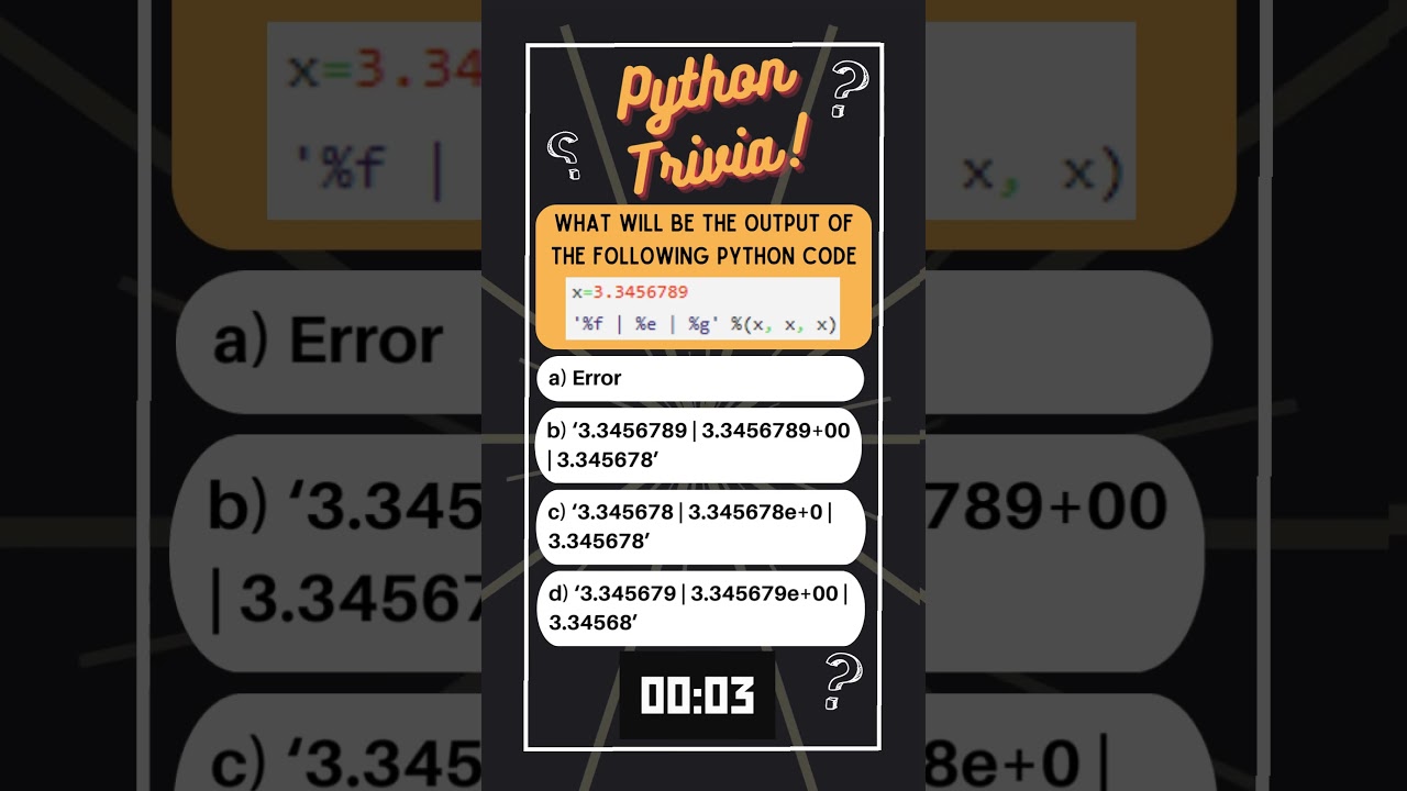 Python Trivia   Formatting 14 #coding #python #techcommunity #shorts #trending #viral #datascience