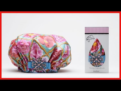 Dry Divas Designer Shower Cap For Women - Washable, Reusable - Large Bouffant Cap With Vintage Jewel