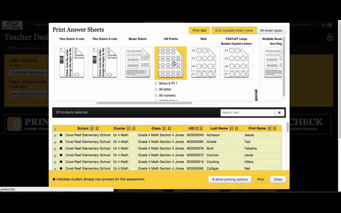Printing Bubble Sheets