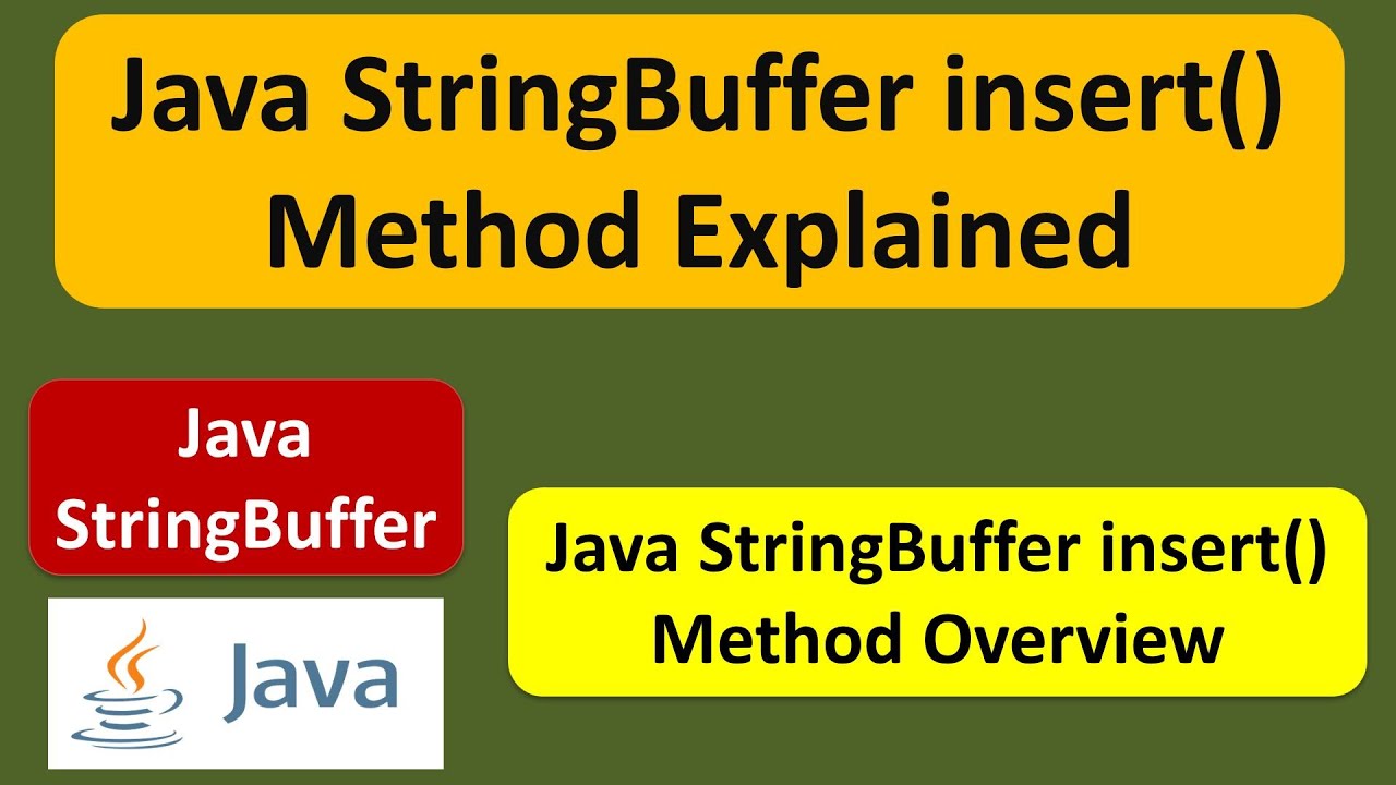Java StringBuffer insert() Method Explained | Java Tutorial