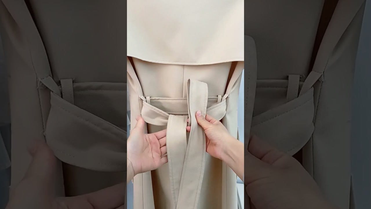 Trench coat belt bow tie method