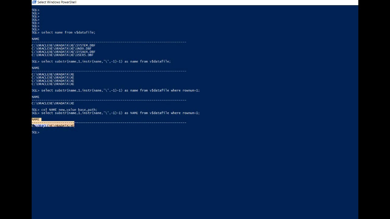 How to use SQL*PLUS  new_value feature in Oracle