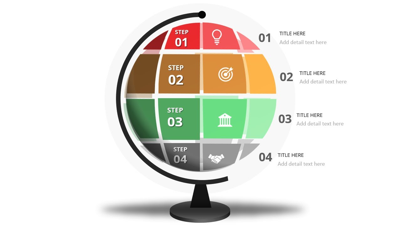 4 Steps with a Globe Design in PowerPoint