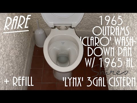 Rare: 1965 Outrams 'Claro' Washdown Pan w/ 1965 HL Shires 'Lynx' Cistern + Refill