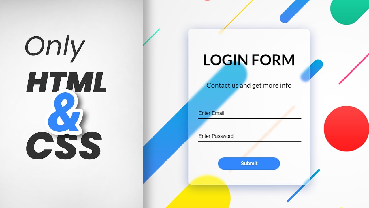 Glassmorphism Login Form using Html & CSS | CSS Animated Login Form | Login Page in Html and CSS