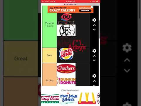 Tier list maker: Fast food restaurants!