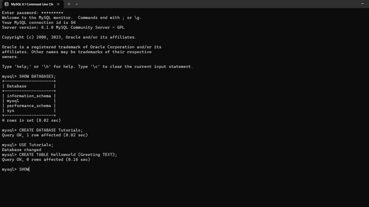 Hello World - SQL / MYSQL