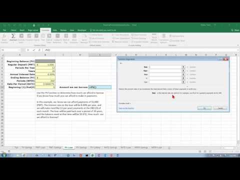 Excel 2016: The Present Value (PV) Function -- Loan