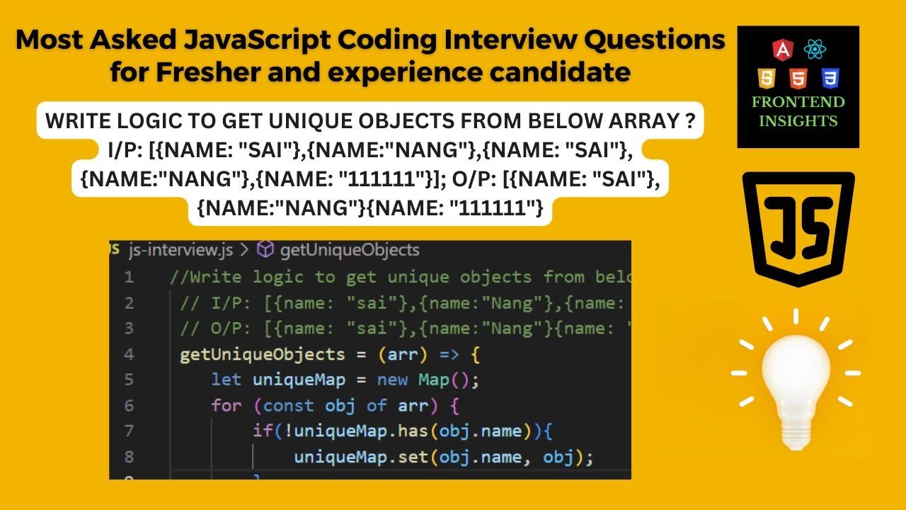 Remove Duplicate Objects from an Array in JavaScript | javascript coding interview | FrontendInsight