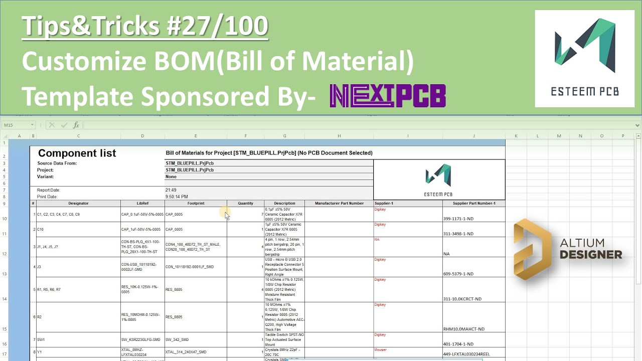Customize BOM Template | Altium Designer Tips #27 | Sponsored by 