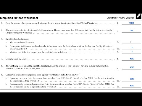 Simplified Method Worksheet for Determining Business Use of Your Home (IRS Schedule C)