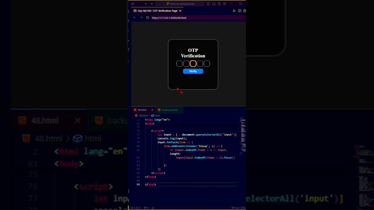 OTP verification Page Design #trending #coding #programming #python #codingbat #correctcoding