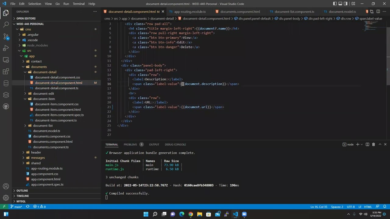 Angular CMS application