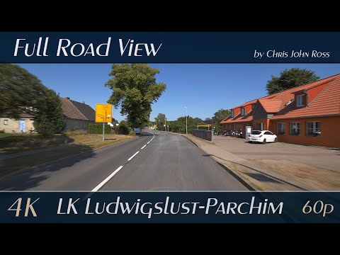 Leezen / Cambs, Landkreis Ludwigslust-Parchim, Germany: Bundesstraße (B104) - 4K (2160p/60p) UHD