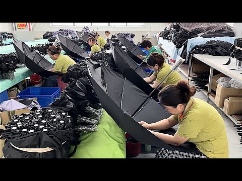 The process of mass handmade umbrellas, a remarkable umbrella factory in China