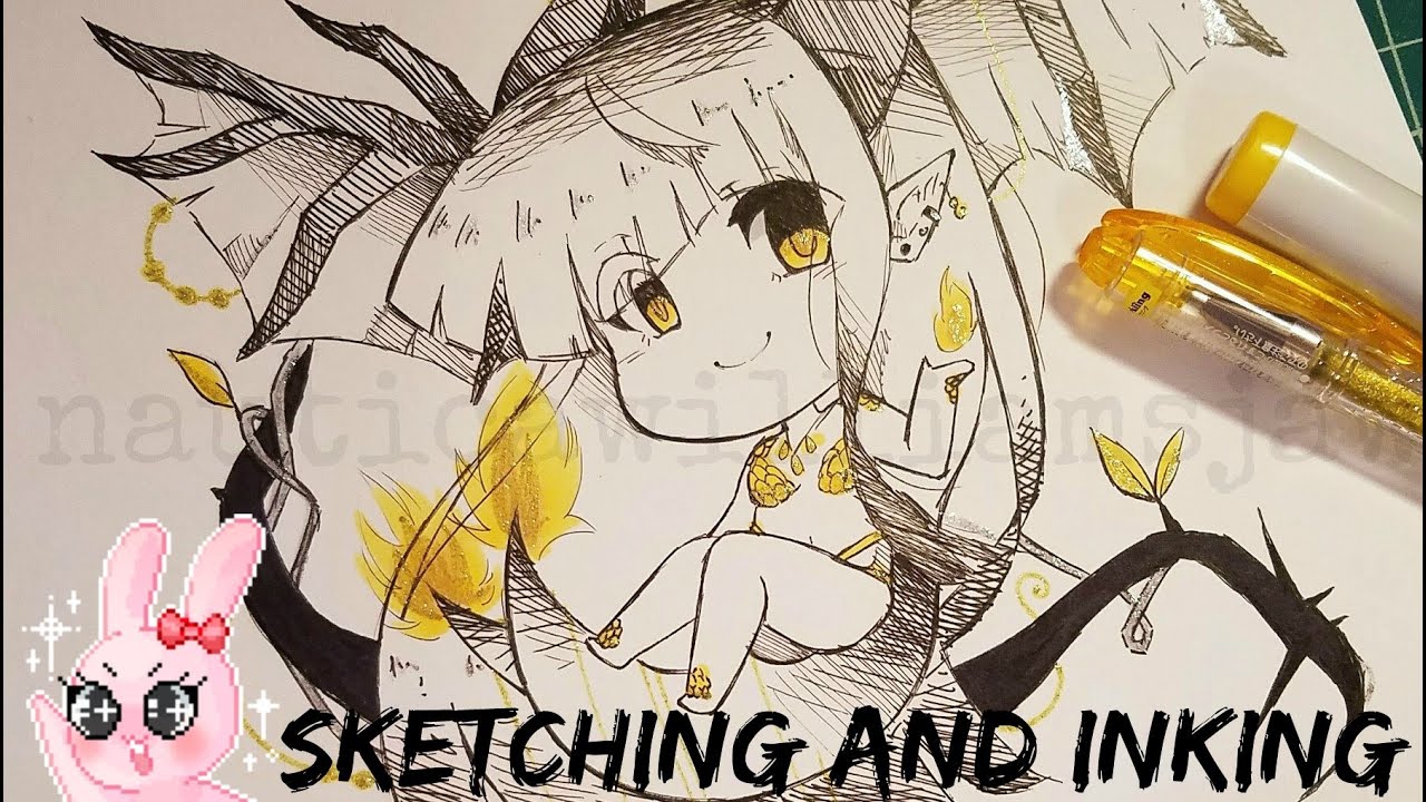 Sketching and Inking Dragon Chibi Character