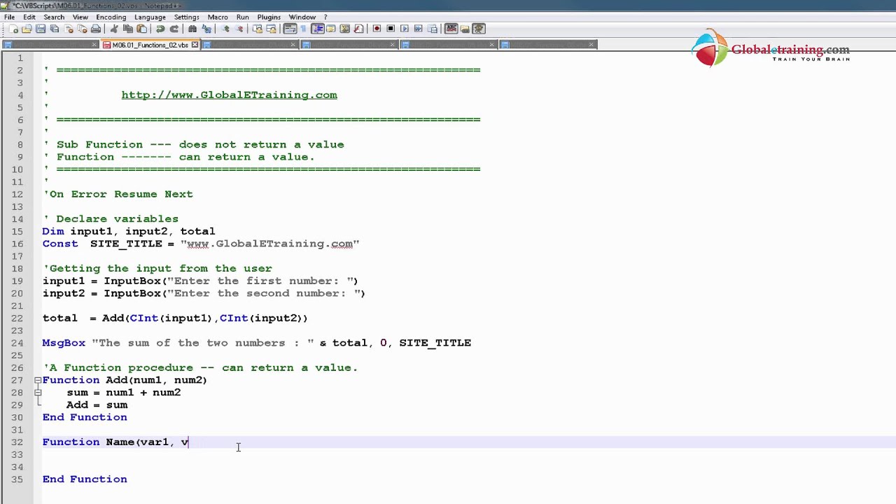 VB Scripting - Using Procedures - Part 2