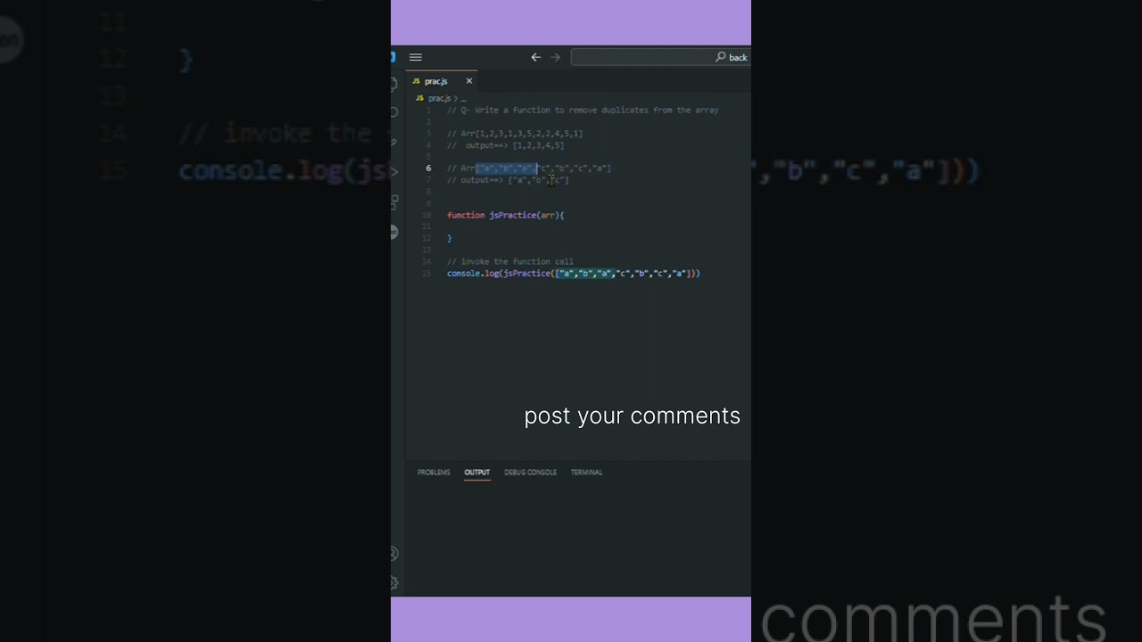 Javascript practice Question *find duplicates in an Array #shortsfeed #ytshorts #shorts #viral