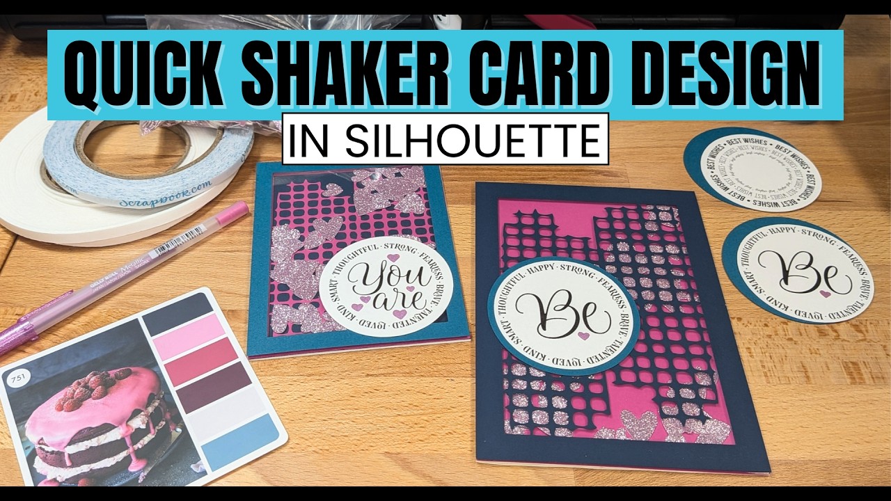 2 Quick Shaker Cards with Mixed Media Design in Silhouette Studio